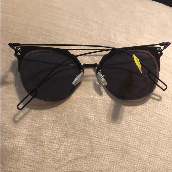 Accessories | Unique Blue Reflective Lens And Black Sunglasses | Poshmark